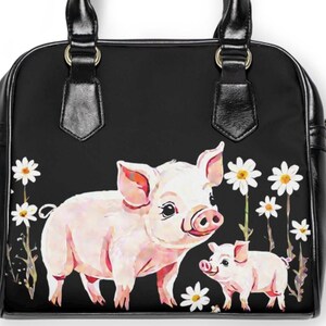Cottagecore Pig Purse, Pink Piglet Daisy Vegan Leather Handbag, Pig Mom ...