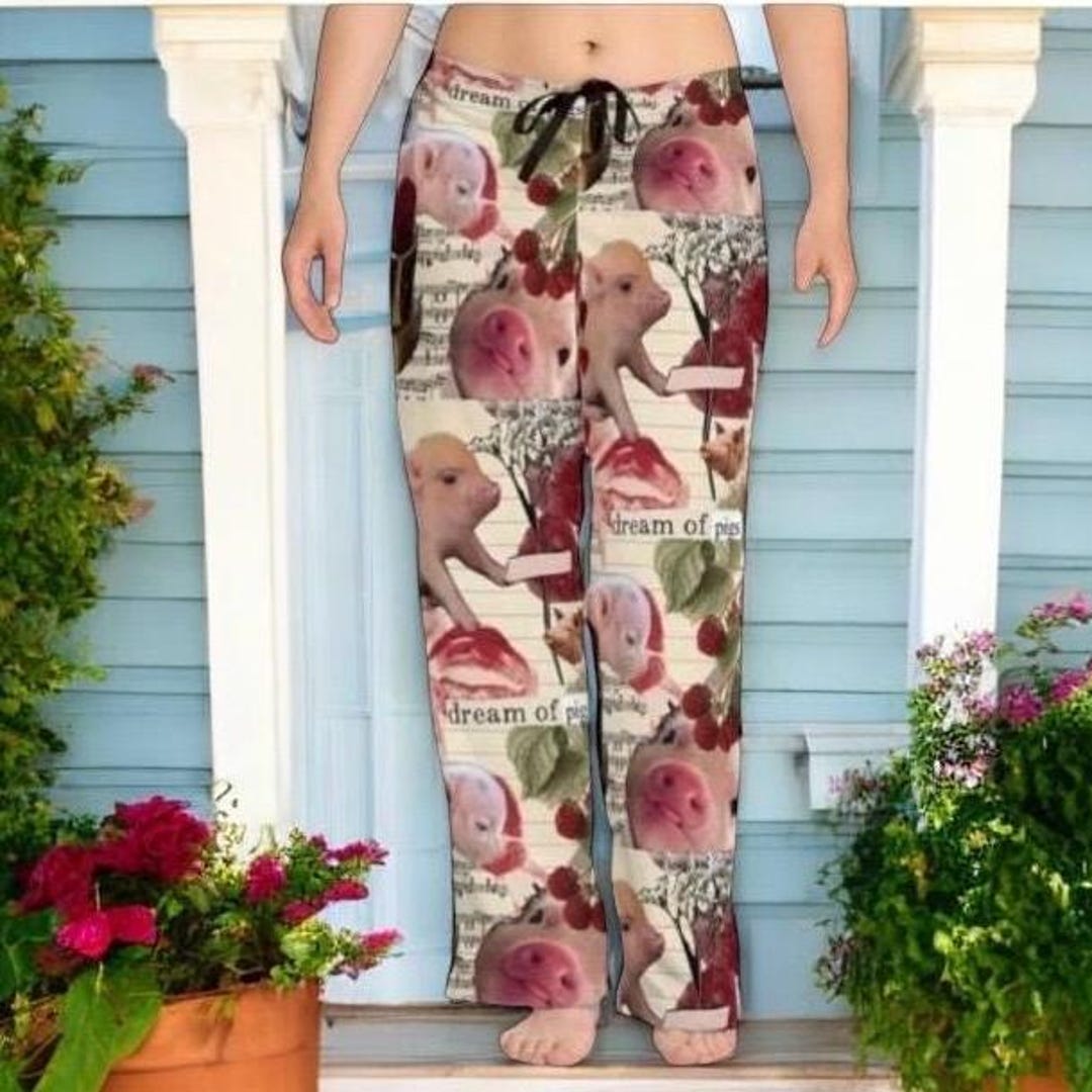 Women's Pajama Pants, Cute Pig Sleepwear, Pig Print Lounge Pants, Dream ...
