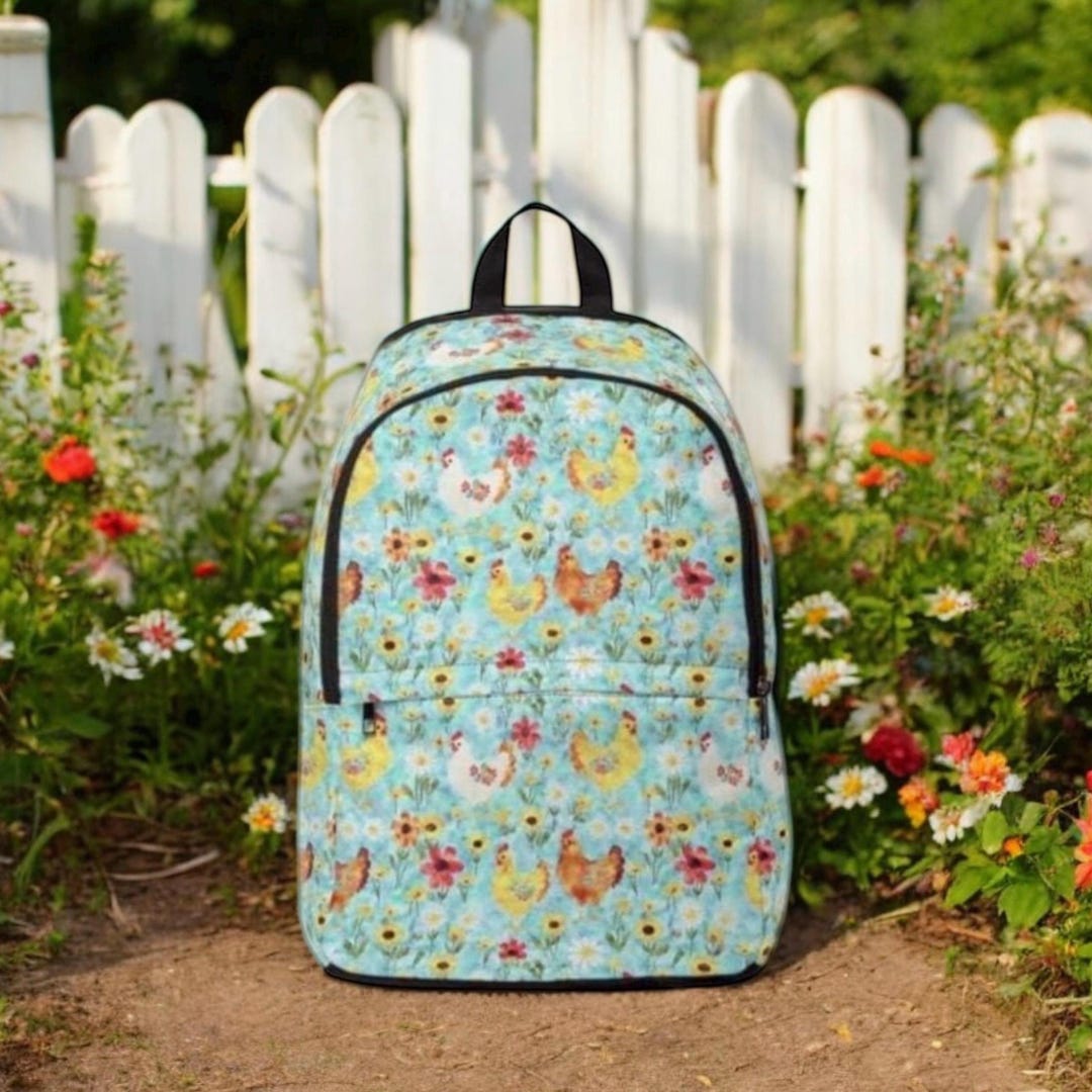 Pastel Floral Chicken Backpack - Cottagecore Whimsical Farmcore Bookbag ...
