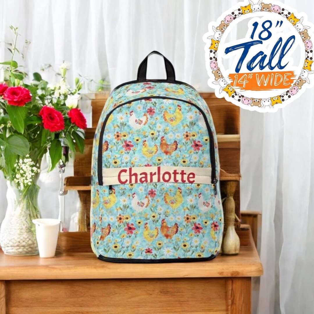 Personalized Chicken Backpack, Farmhouse Cottagecore Bag, Botanical ...