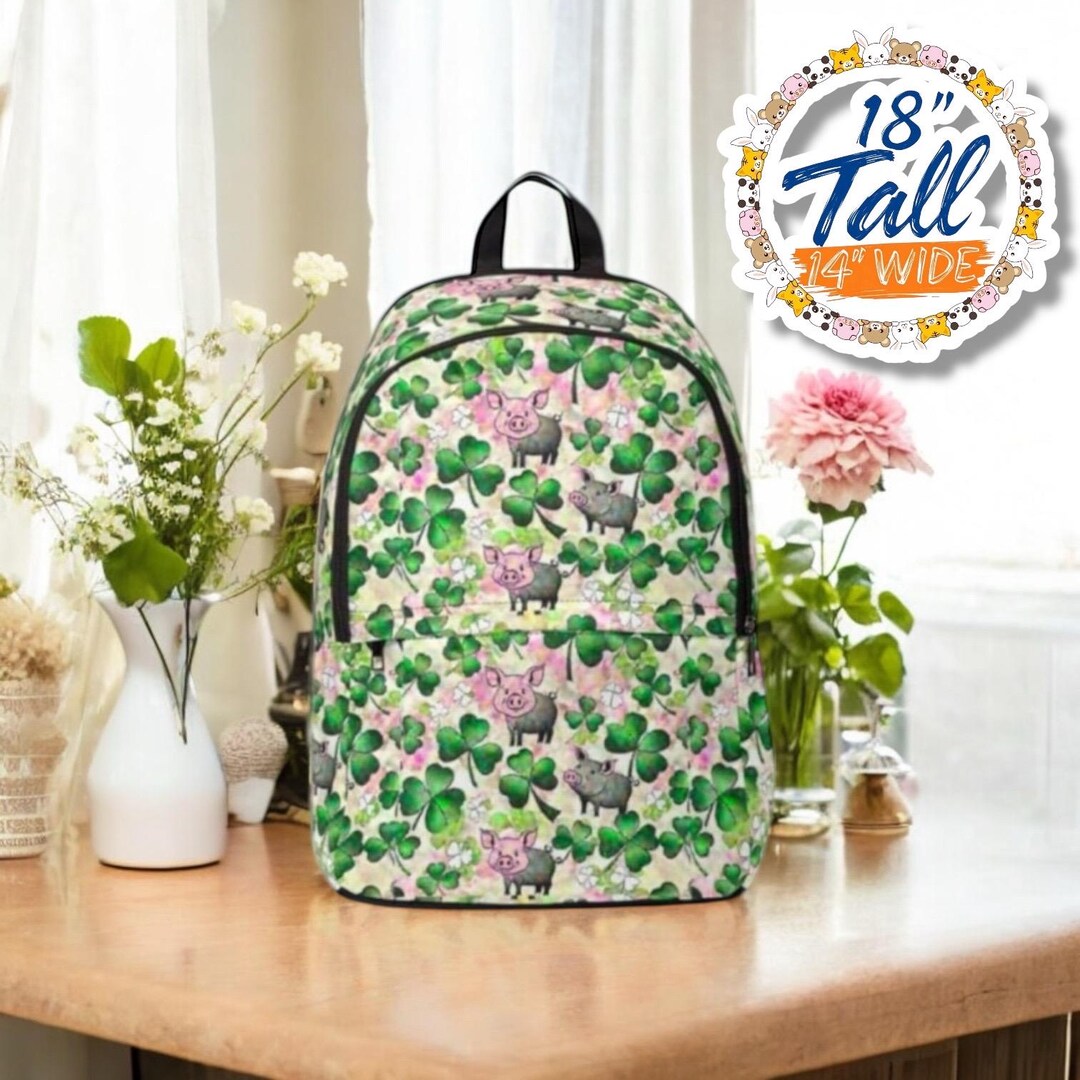 Lucky Clover Backpack Shamrock Bag Pig Lover Gift Cottagecore Farm ...