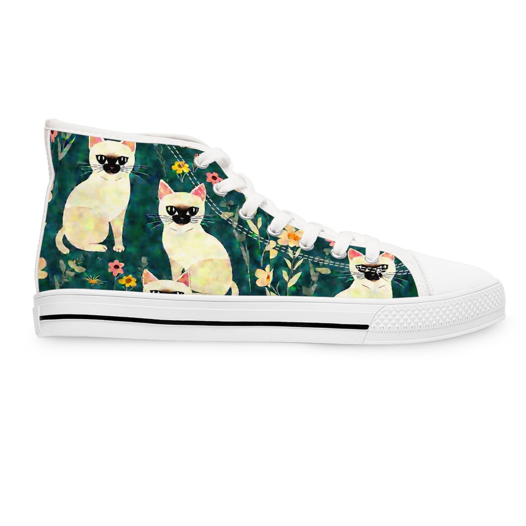I Love Siamese Cats Custom Design Women's Fashionable Laced High Top ...