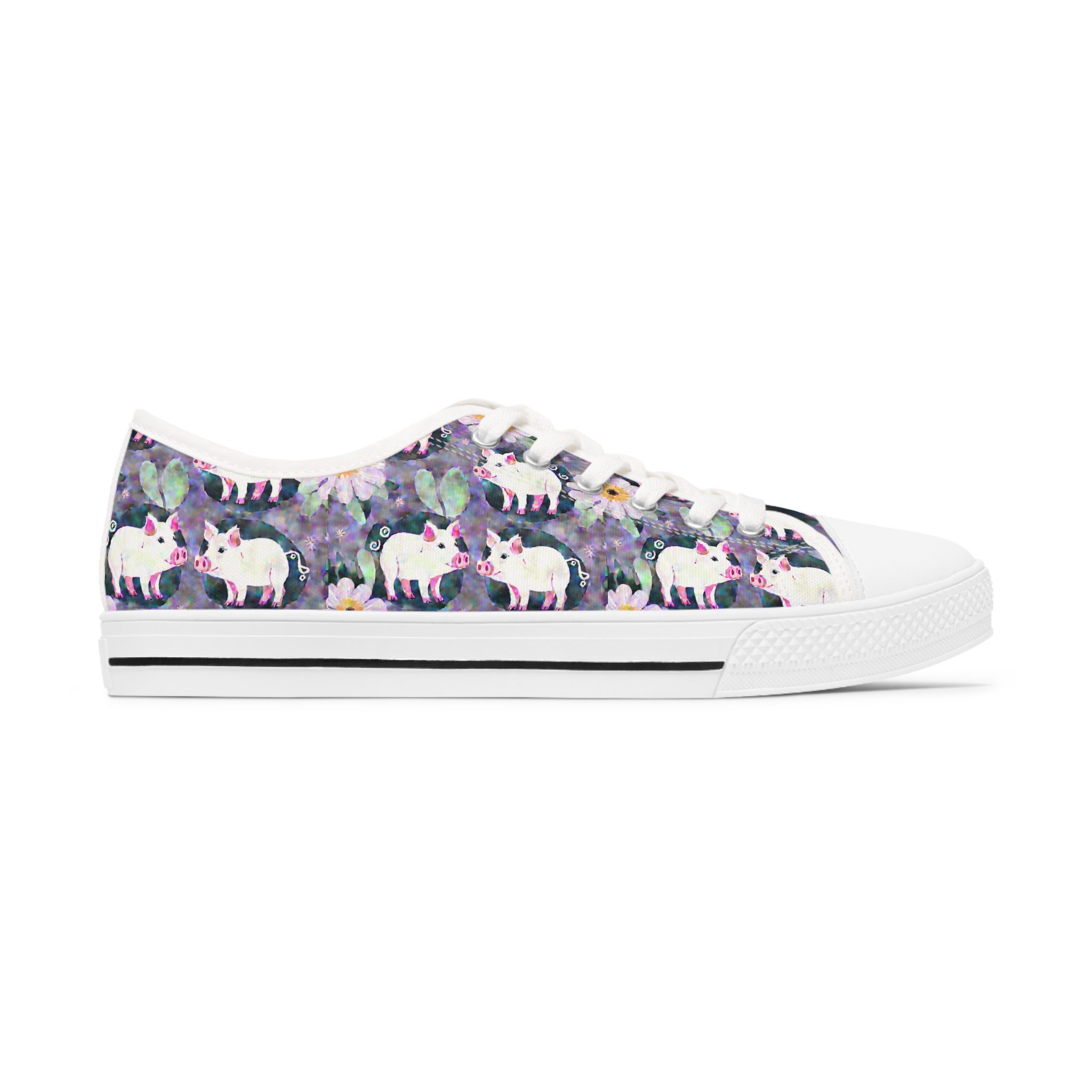 Pastel Purple Piggies Women's Low Top Sneakers, Pig Sneakers, Pig Shoes ...