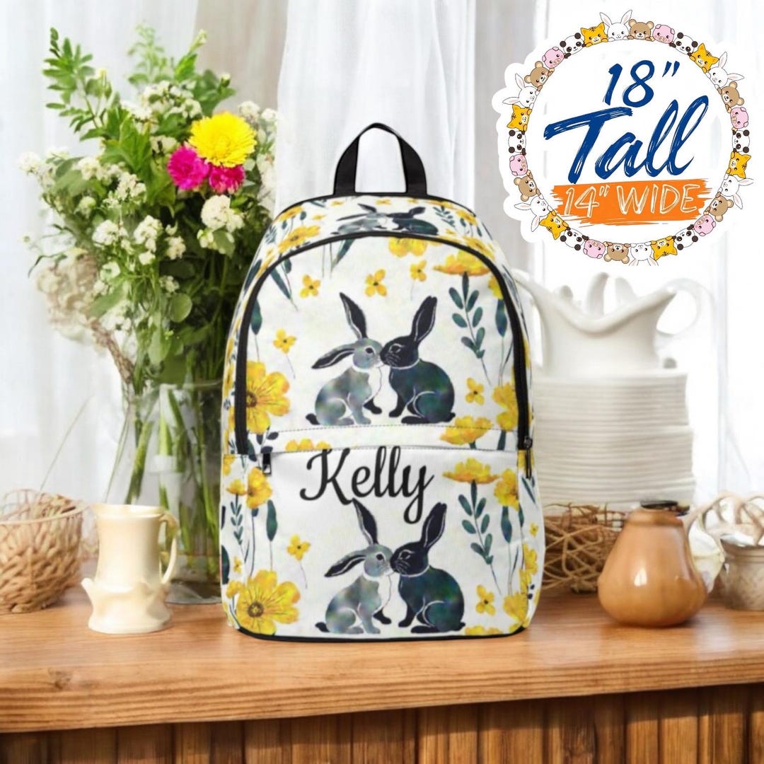 Personalized Bunny Backpack With Name Custom Floral Rabbit Design ...