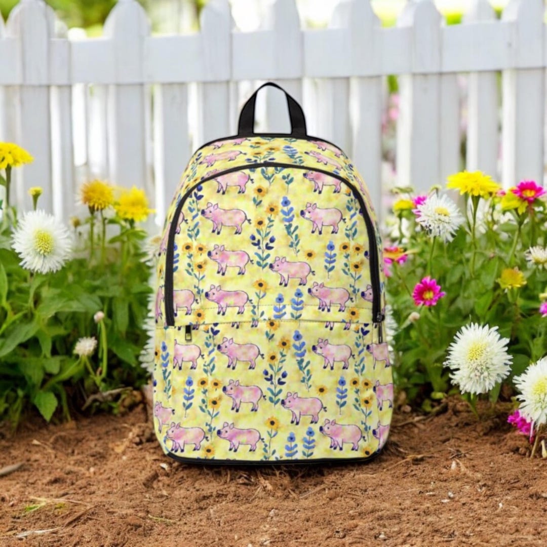Cottagecore Pig Backpack, Pastel Farm Pig School Bag With Wildflowers ...