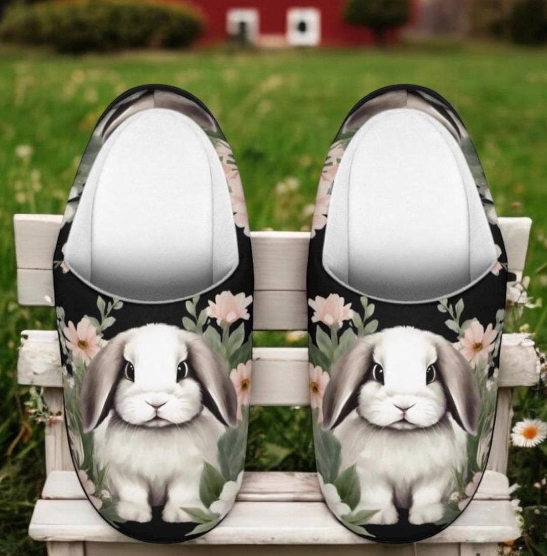 Cute French Mini Lop Bunny Womens Warm Winter Squishy Cushion Slippers ...