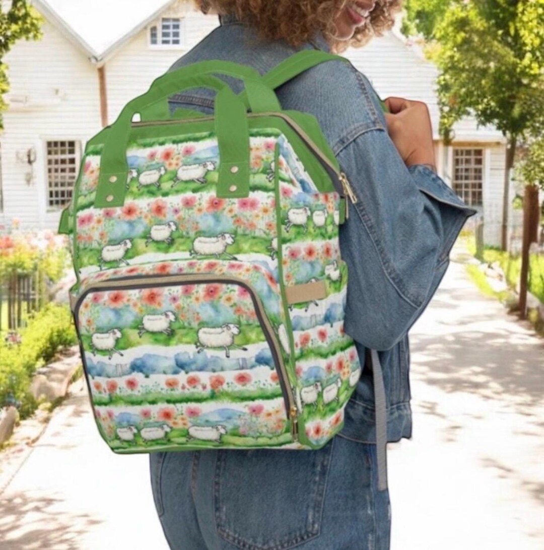 Cottagecore Sheep Backpack, Floral Farm Animal Backpack, Colorful ...