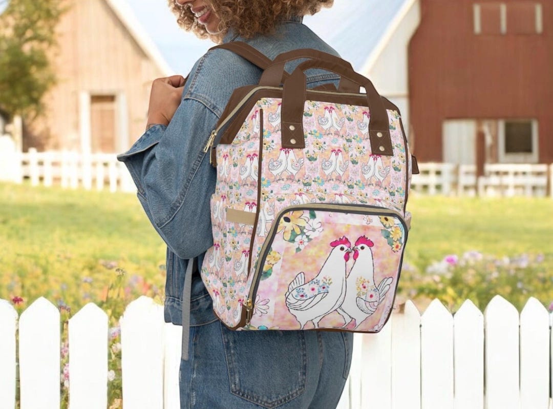 Cottagecore Chicken Backpack for Women, Farmhouse Hen Print Bag ...