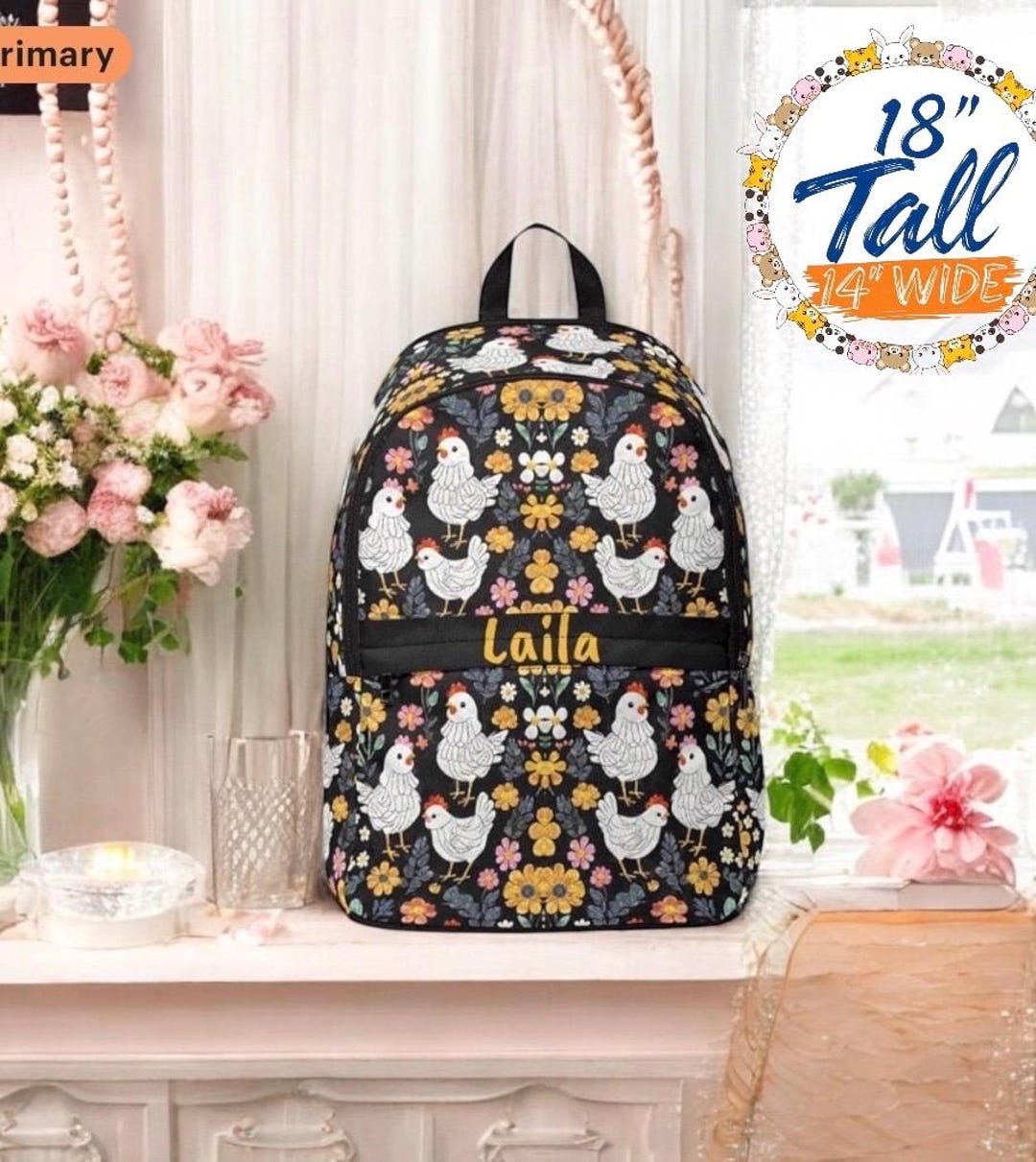 Personalized Chicken Backpack, Custom Name Kids Farm Animal Bag for ...