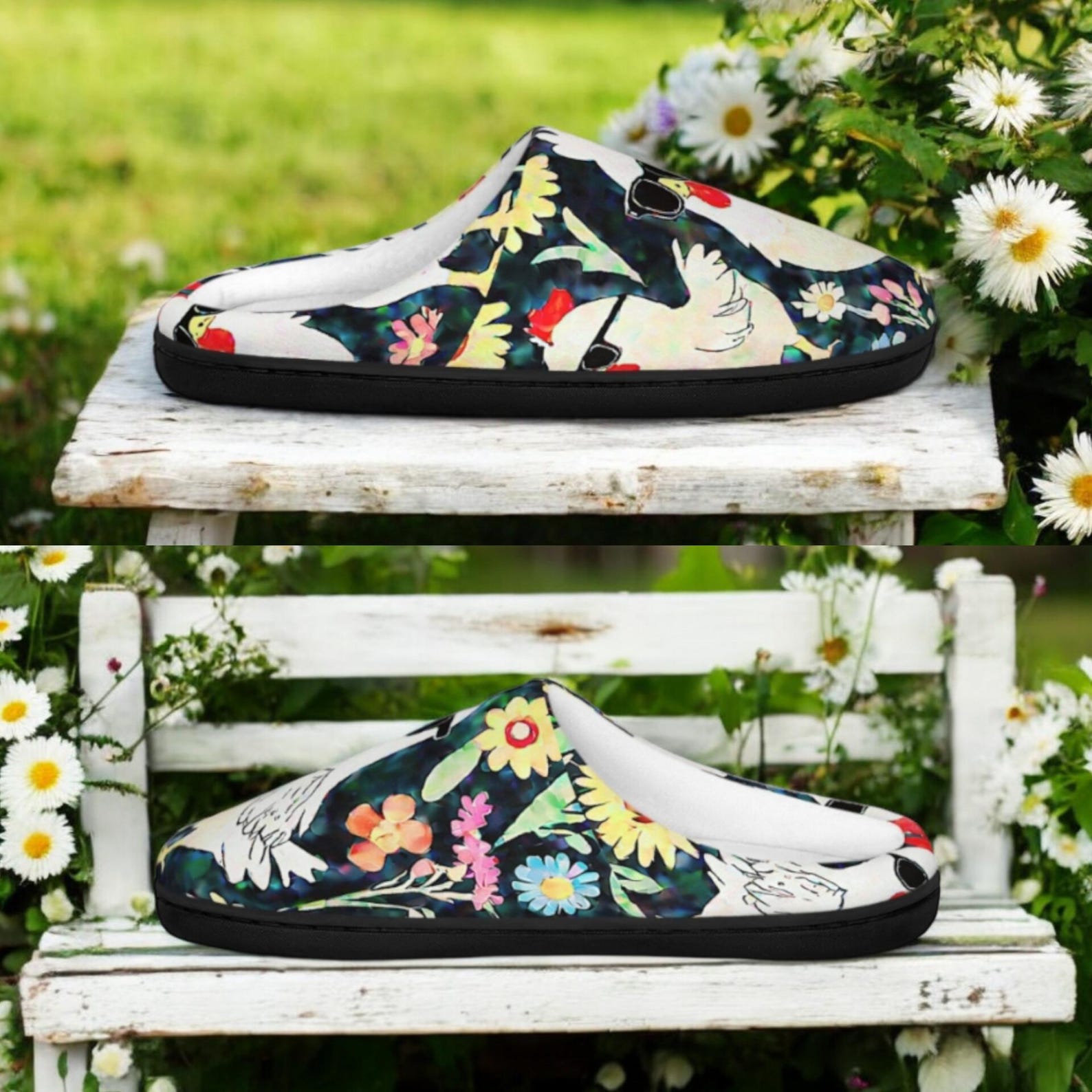 Women's Indoor Slippers - Funny Chickens Design House Shoes, Cozy ...