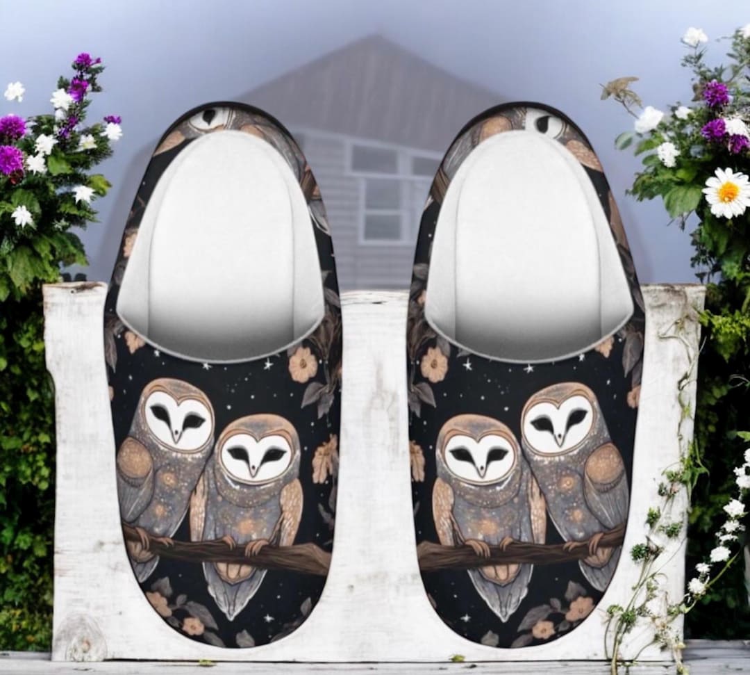 Boho Night Owl Slippers, Women's Indoor House Shoes, Cozy Winter Home ...
