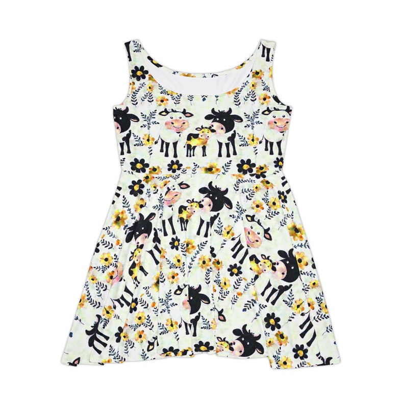 Cute Cow Family Farm Womens Sun Dress , Cow Print Dress, Farm Print ...