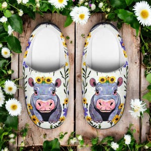 Pretty Hippo Origional Artist Design Women's Comfy Cute Indoor Artful ...