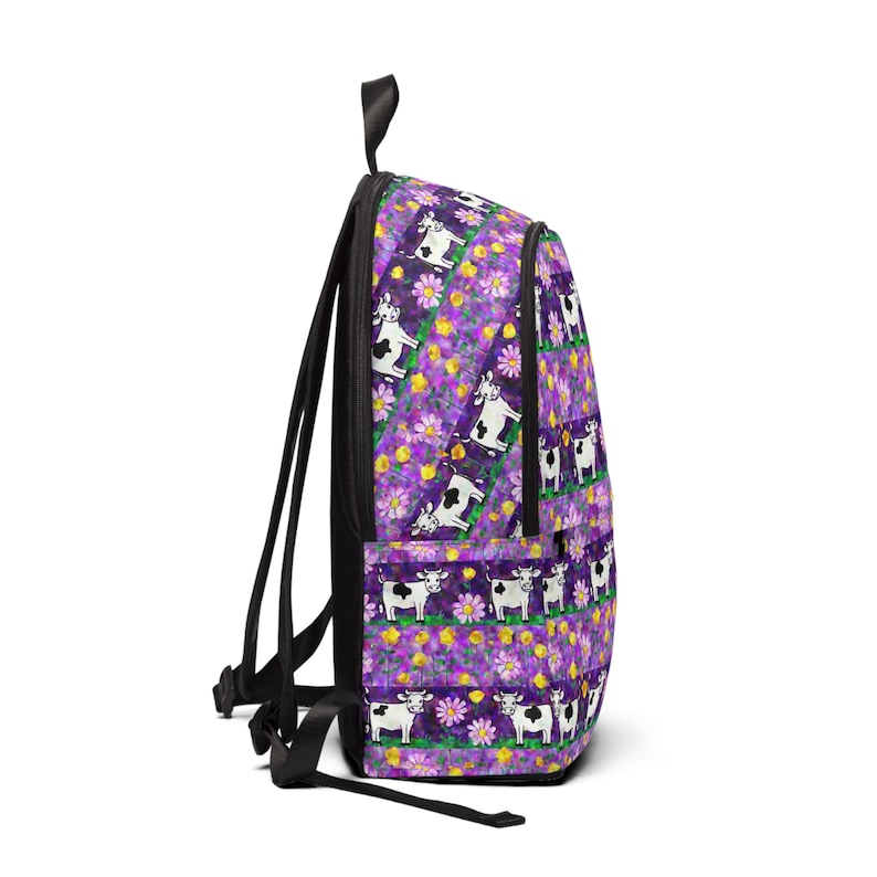 Purple Cows Unisex Fabric Backpack, Farm Animal Duffel Bag, Girl ...