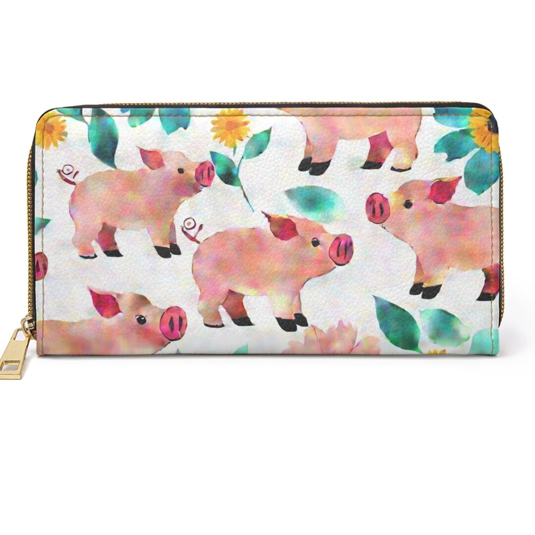 Happy Piglets Pig Artistic Custom Design Womens Vegan Leather Creulty ...