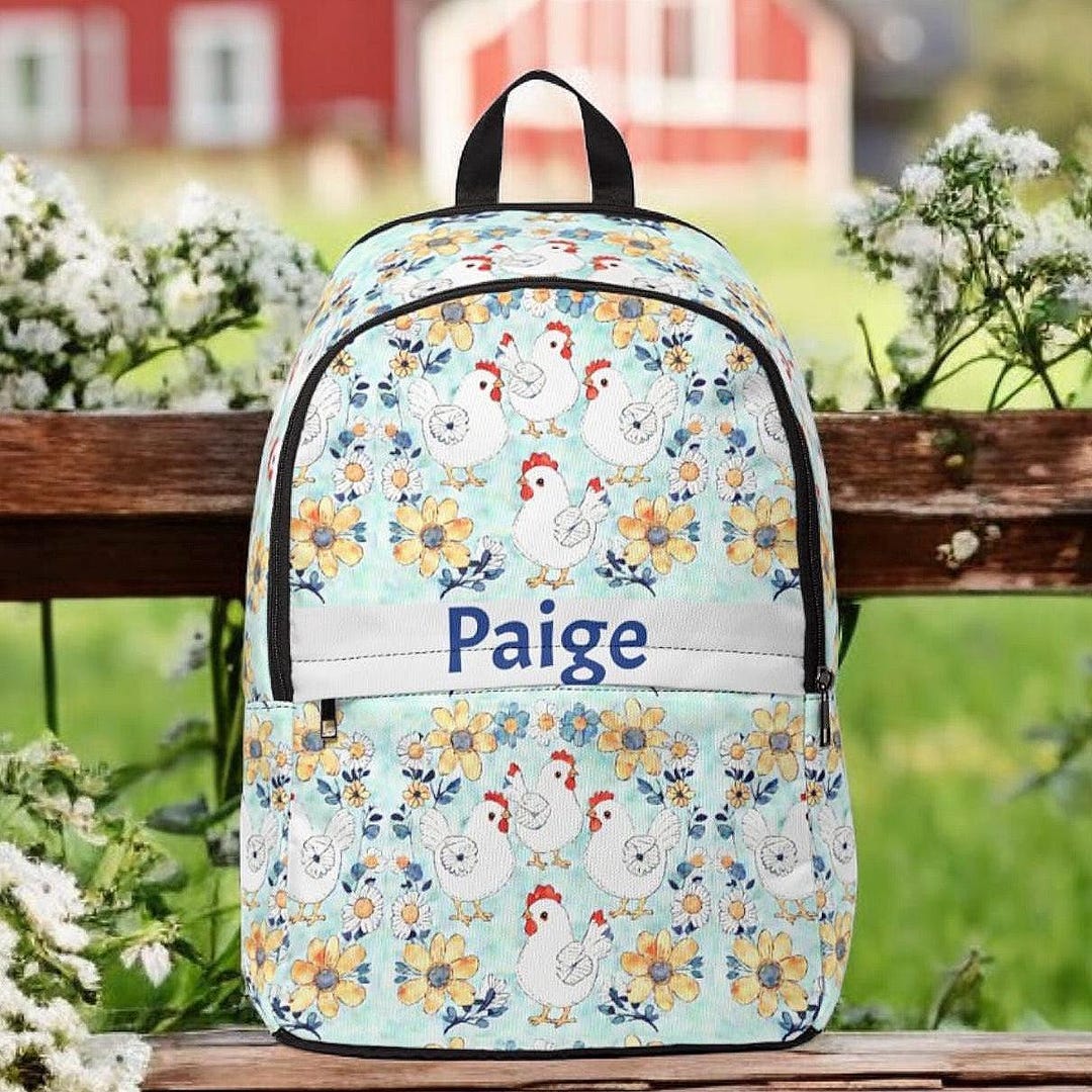 Blue Chick Art Pack Unisex Fabric Backpack, Pastel Hen Bag for Custom ...