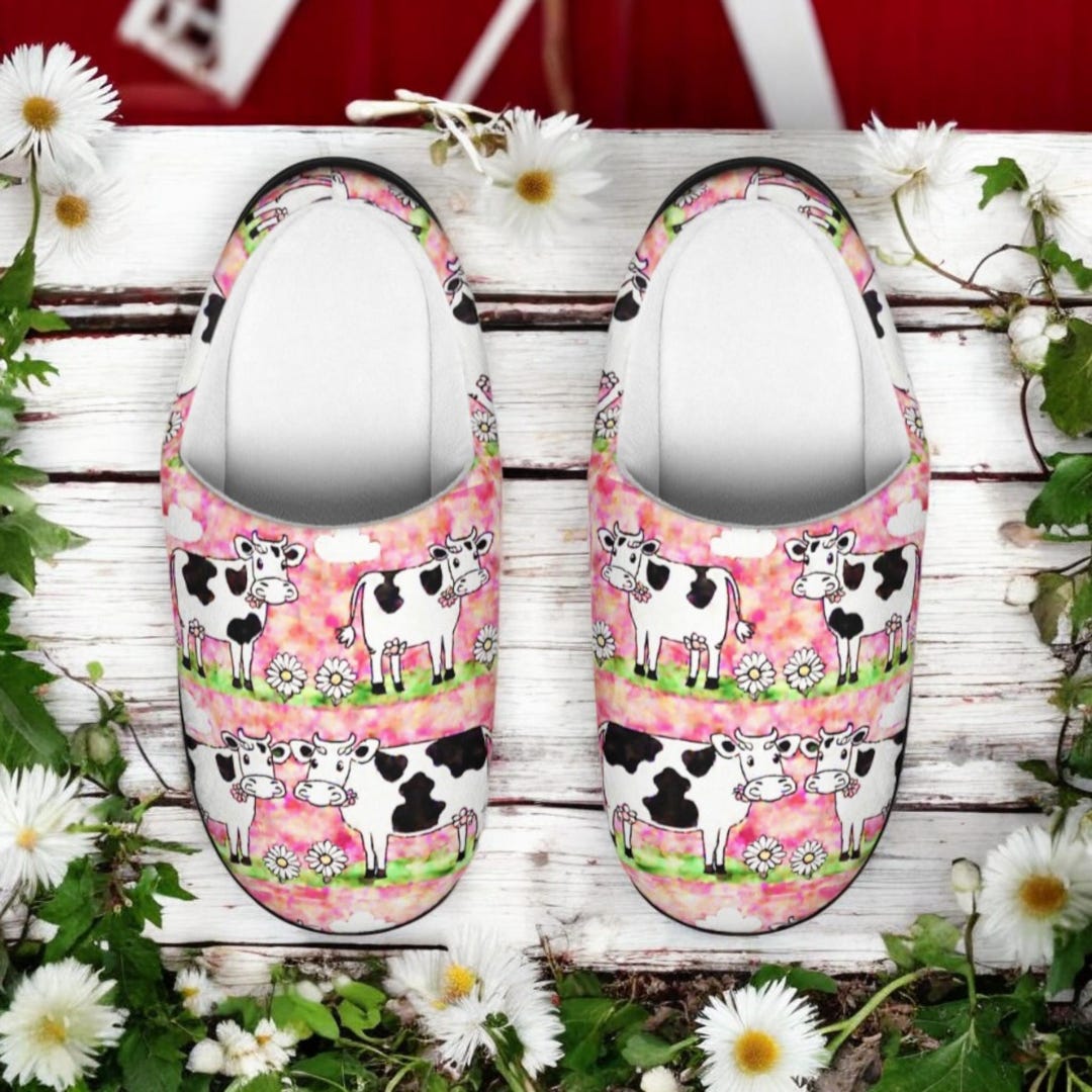 Pastel Pink Country Dairy Cows Artistic Design Women's Cute Comfy ...