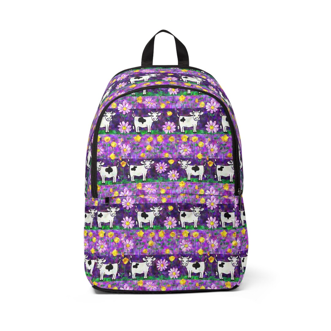 Purple Cows Unisex Fabric Backpack, Farm Animal Duffel Bag, Girl ...
