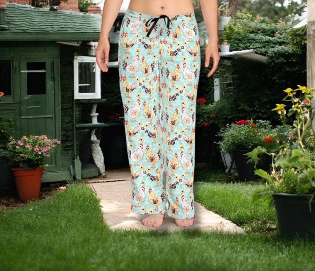 Cottagecore Chicken Pajama Pants Womens Farm Sleepwear Cute Hen Lounge ...