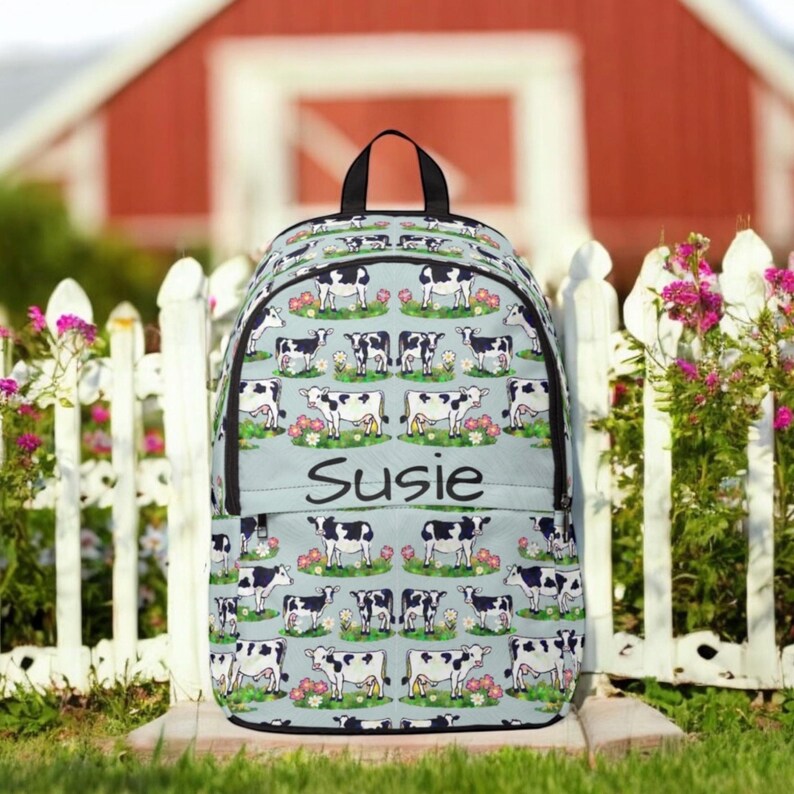 Personalized Holstein Cow Backpack With Custom Name, Dairy Farm Country ...