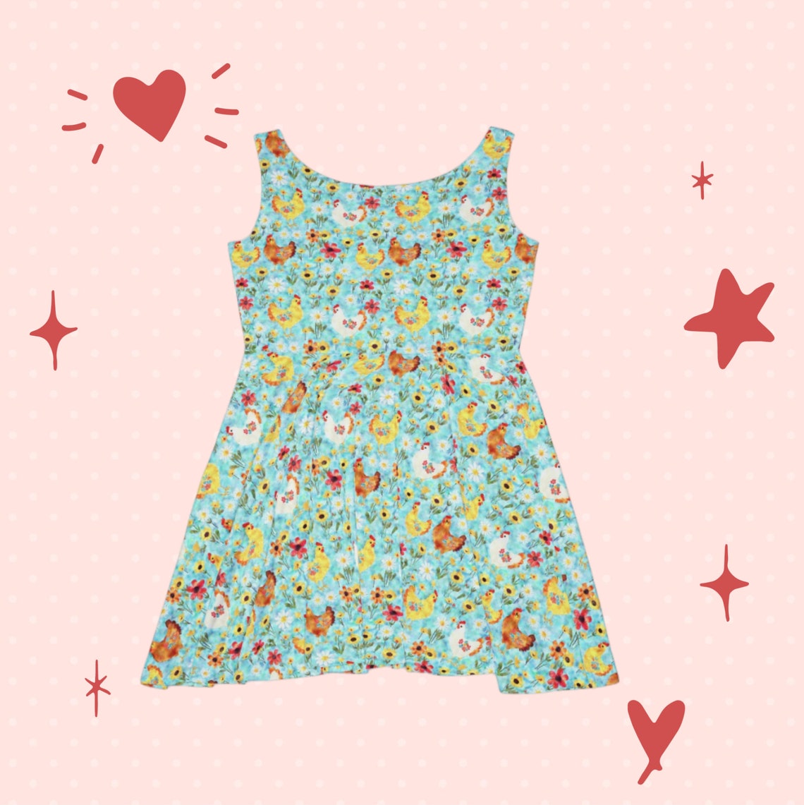 Teal Chicken Artistic Custom Design Women's Custom Artful Sundress ...