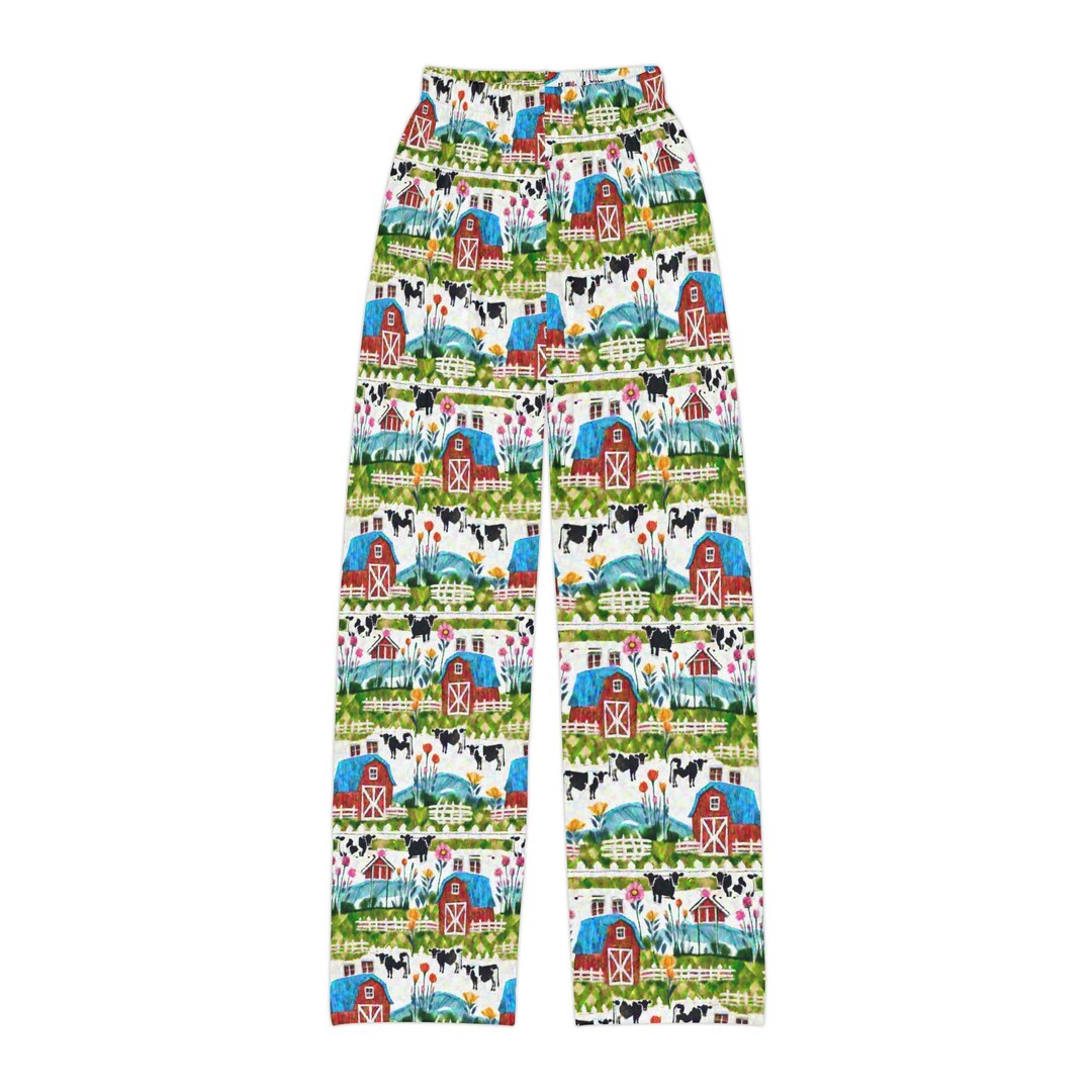 Farm Print Kids Pajama Pants, Family Matching Cow Pajama Pants, Kids ...