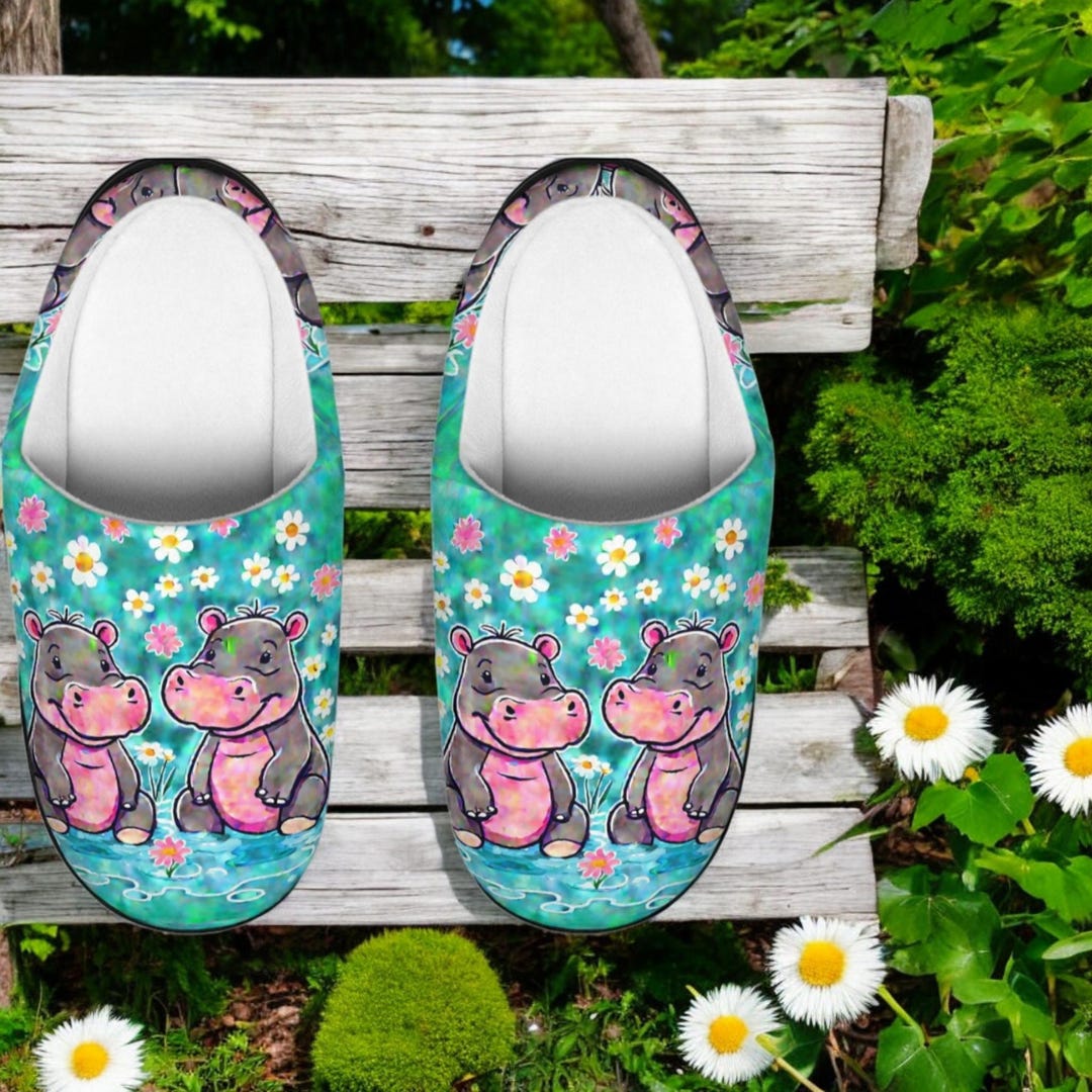 Hippo Love Origional Artwork Design Womens Cute Comfy Custom Indoor ...