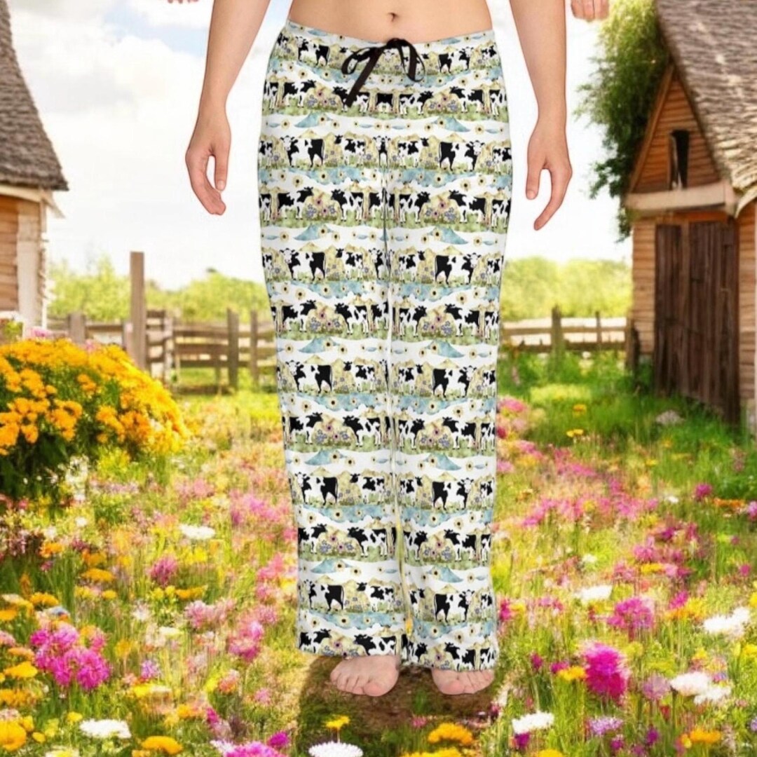 Pastel Holstein Cow Farm Pajama Pants - Scenic Country Landscape ...