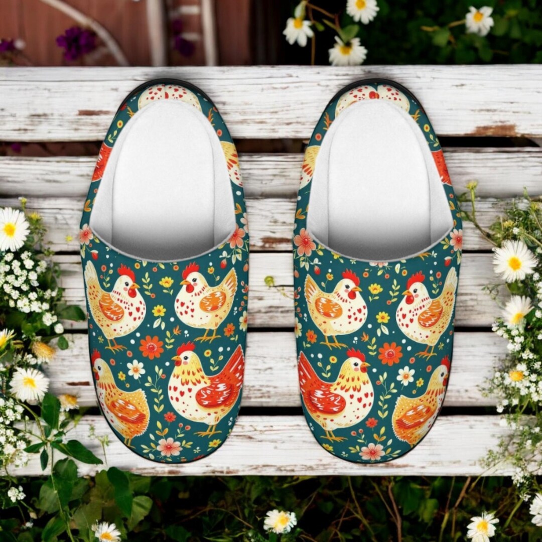 Boho Chickens Artistic Design, Women's Custom Artful Cushion Slippers ...