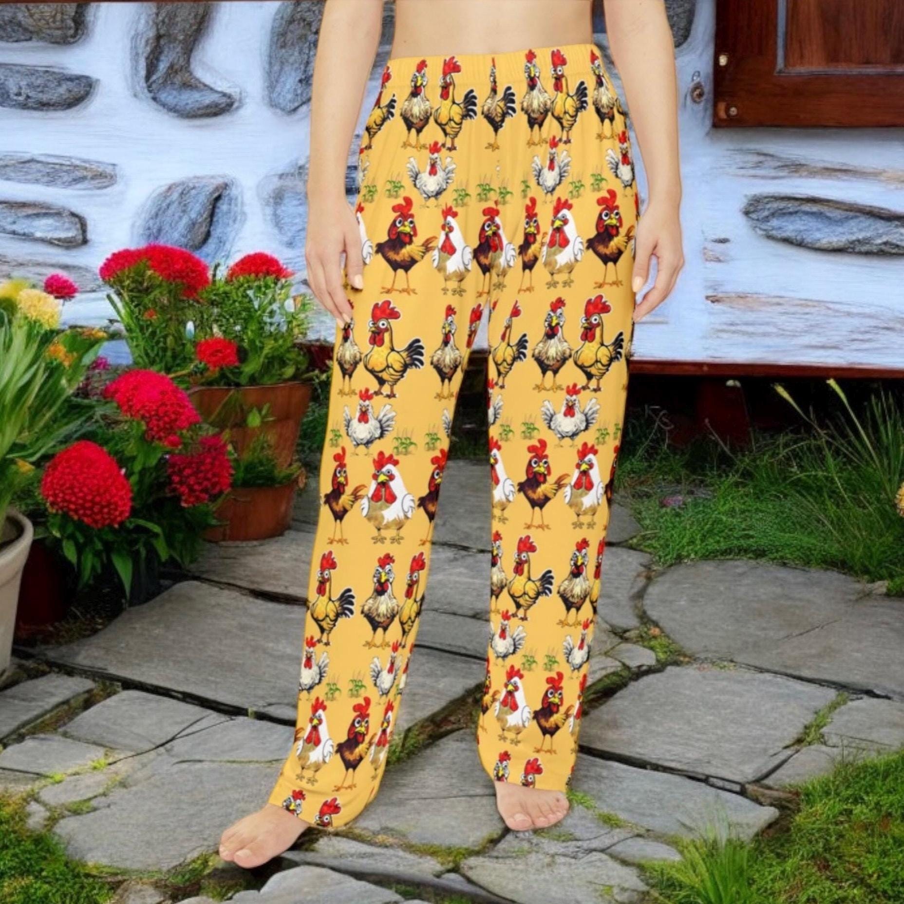 Funny Chicken Pajama Pants for Adults, Farm Animal Lounge Pants, Quirky ...