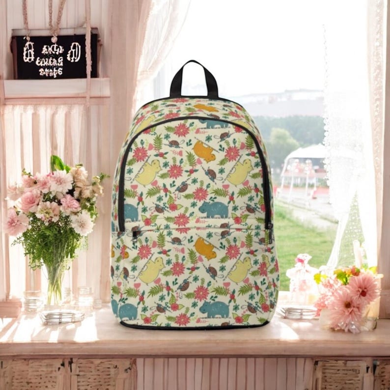 Pastel Hippo Turtle Backpack Cute Animal Print Bag Colorful Cartoon ...