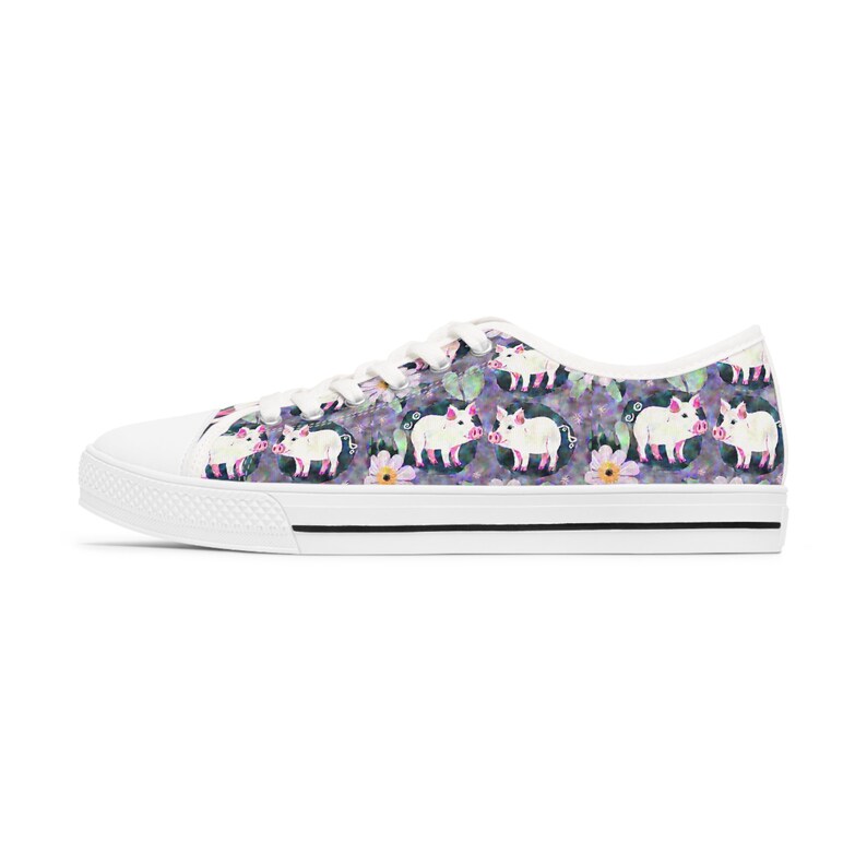Pastel Purple Piggies Women's Low Top Sneakers, Pig Sneakers, Pig Shoes ...