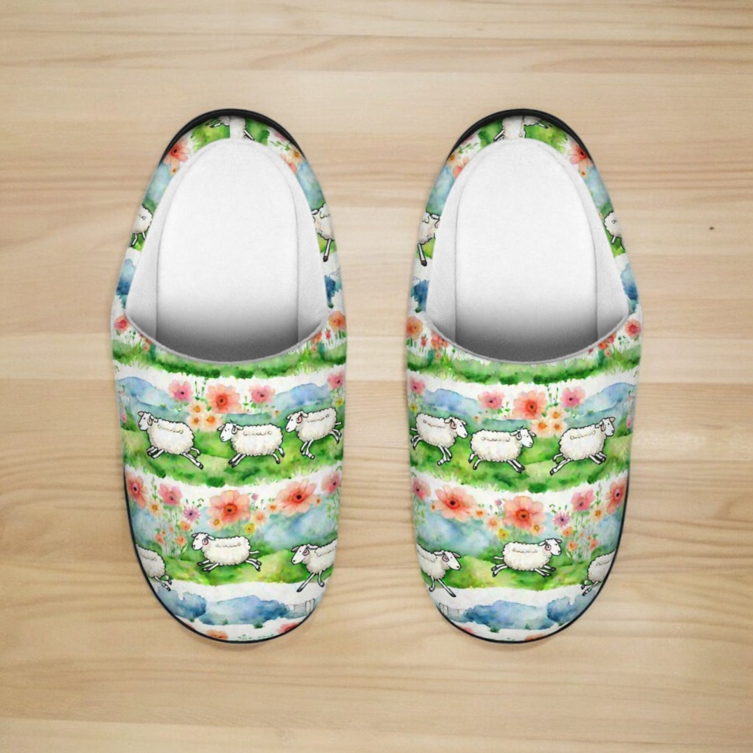 Watercolor Sheep Artistic Custom Design Women's Indoor Custom Artful ...