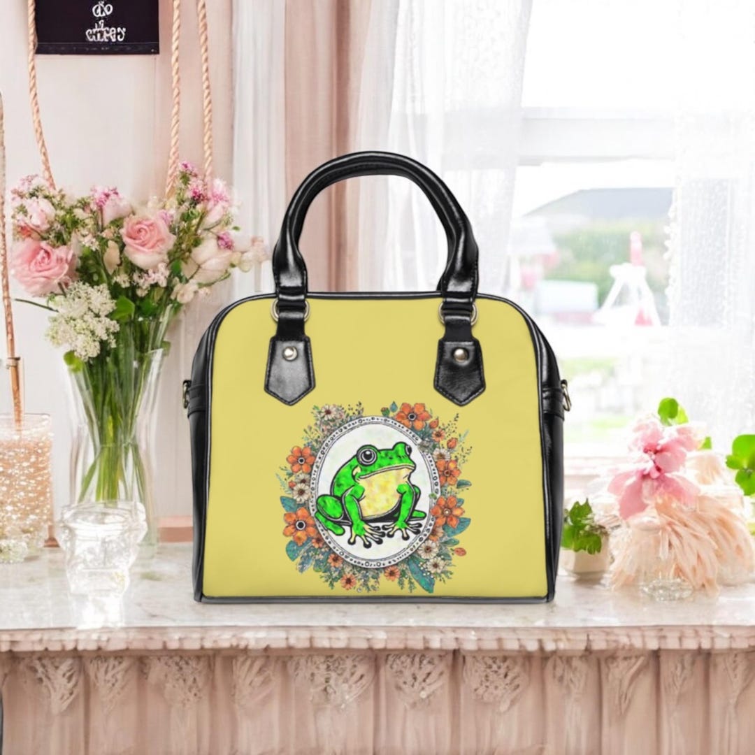 Mandala Frog Shoulder Bag – Cute Green Frog Purse – Floral Botanical ...