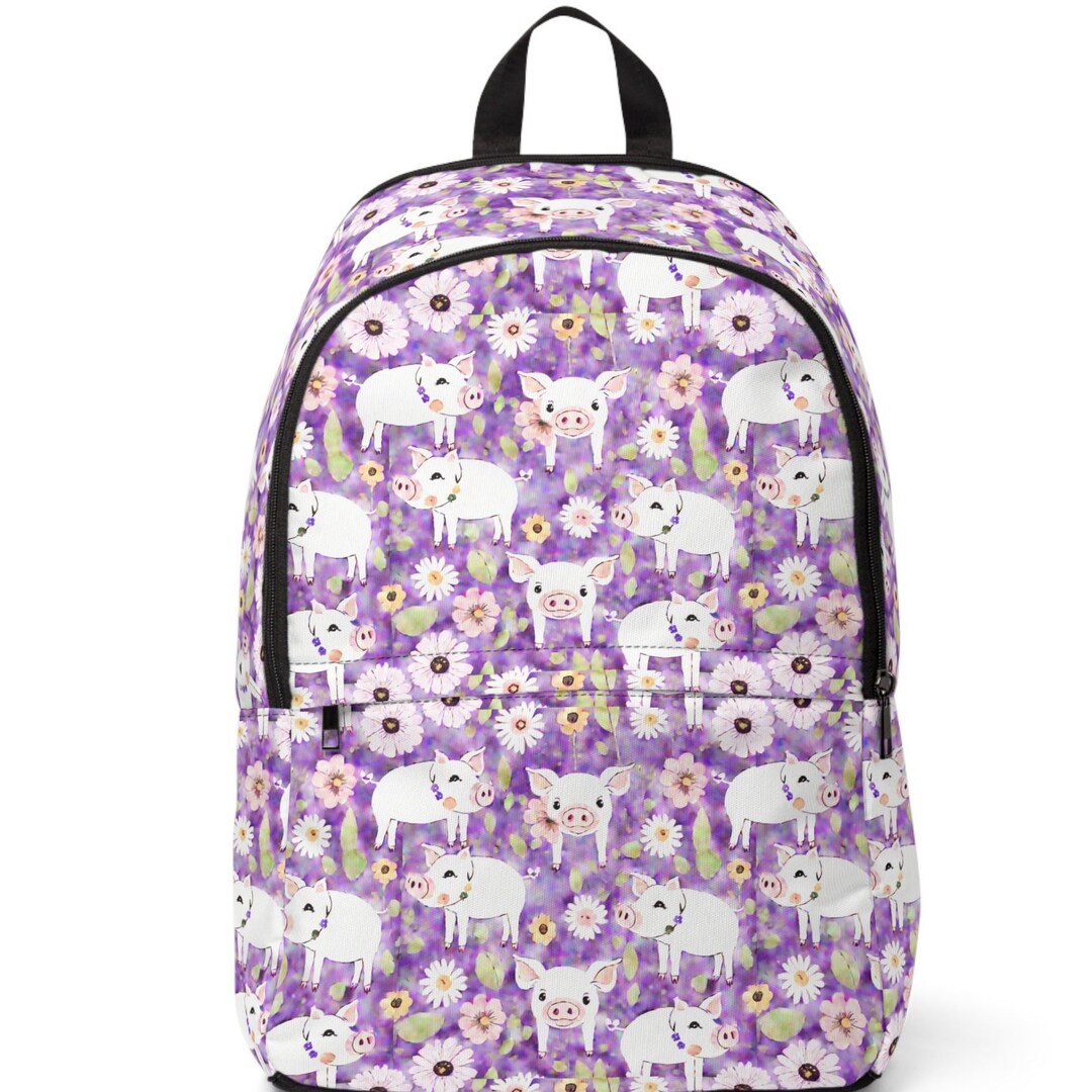 Purple Piglet Nylon Custom Backpack, Kids Backpack, Kindergarten Gift ...
