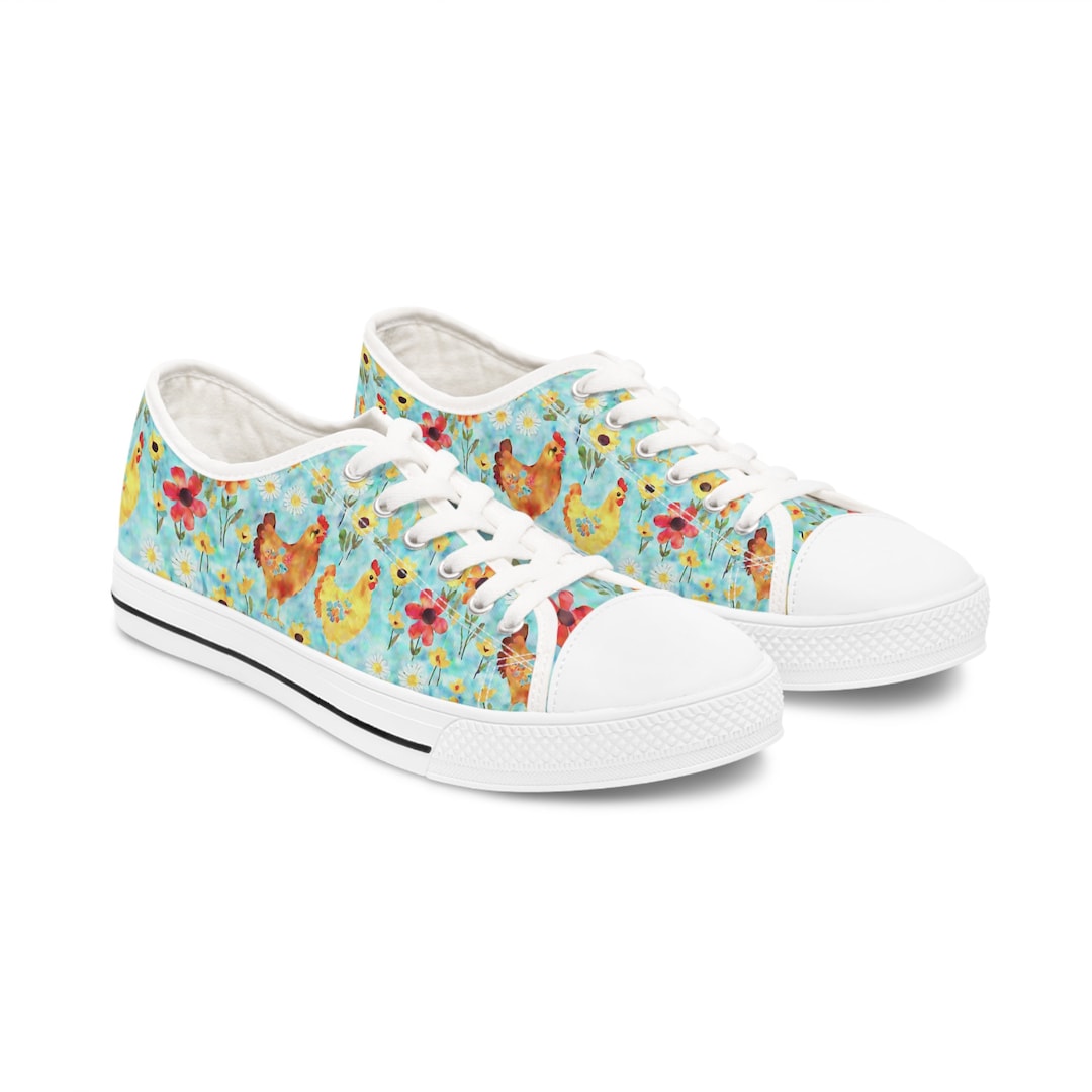 Teal Chicken Women's Low Top Sneakers, Chicken Converse, Chicken ...