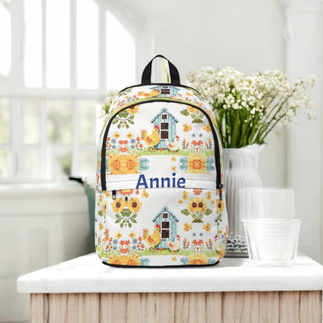 Personalized Chicken Coop Backpack With Floral Farm Print, Cute Hen ...