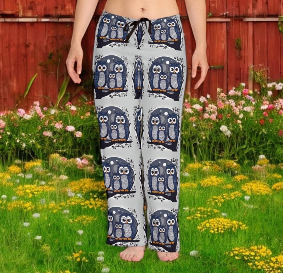 Womens Pajama Pants, Cute Night Owl Artwork, Boho Owl Pjs, Owl Gifts ...