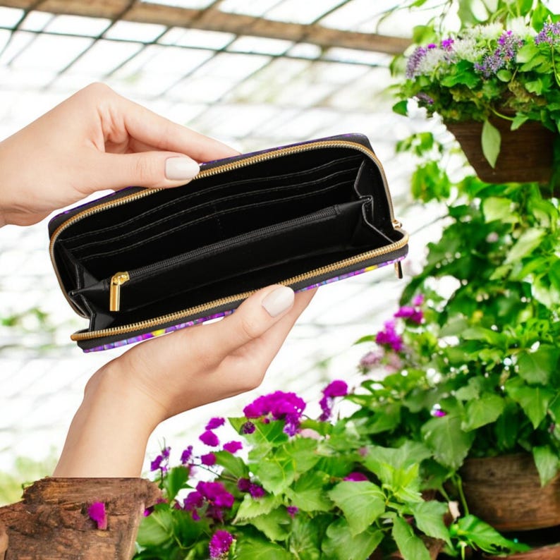 Purple Cows Custom Artistic Design Womens PU Leather Creulty Free Long ...