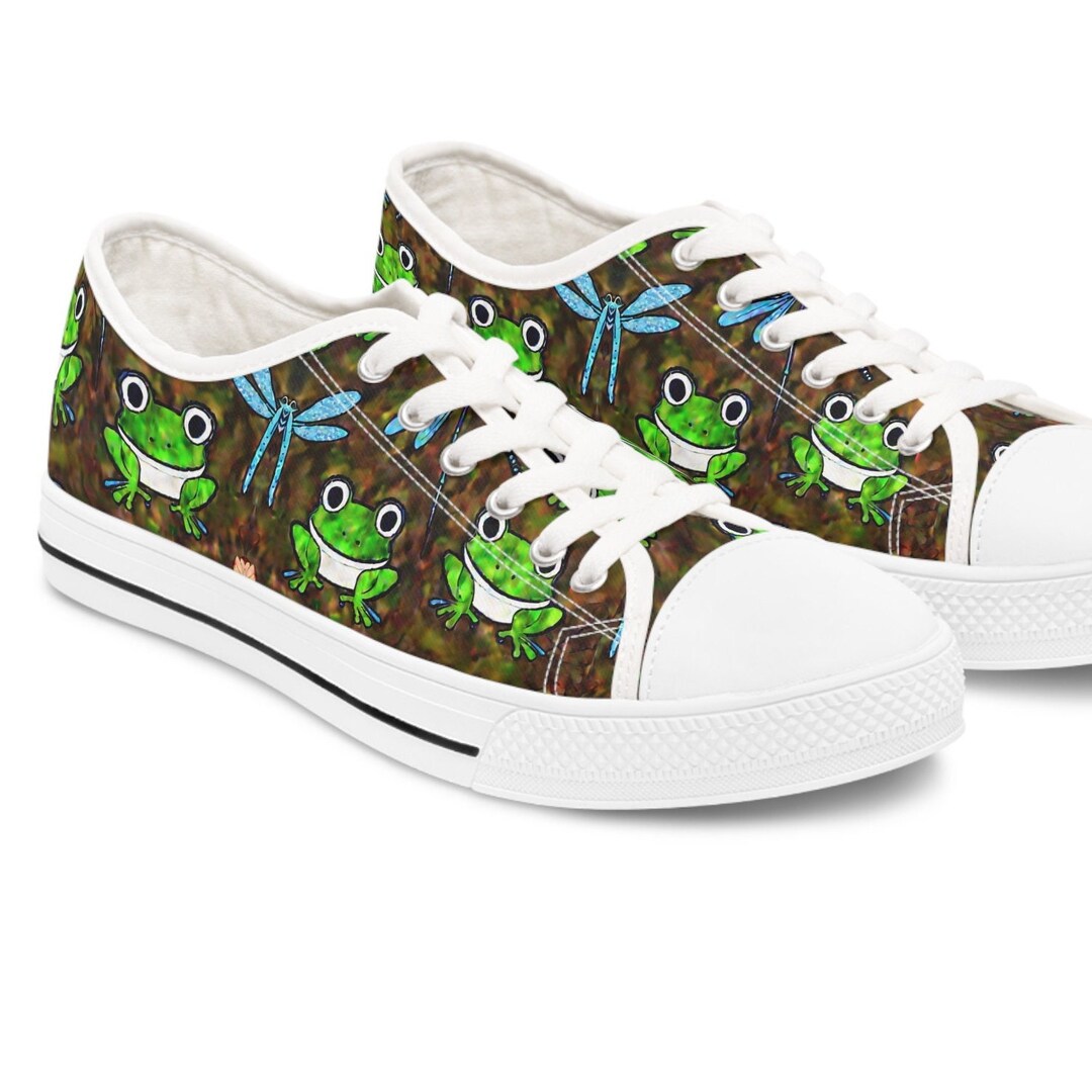 Boho Frog Womens Artistic Frog Custom Design Custom Low Top Laced ...