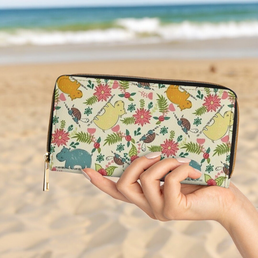 Cutest Hippo & Turtle Artistic Design Womens Designer Custom Zip Around ...