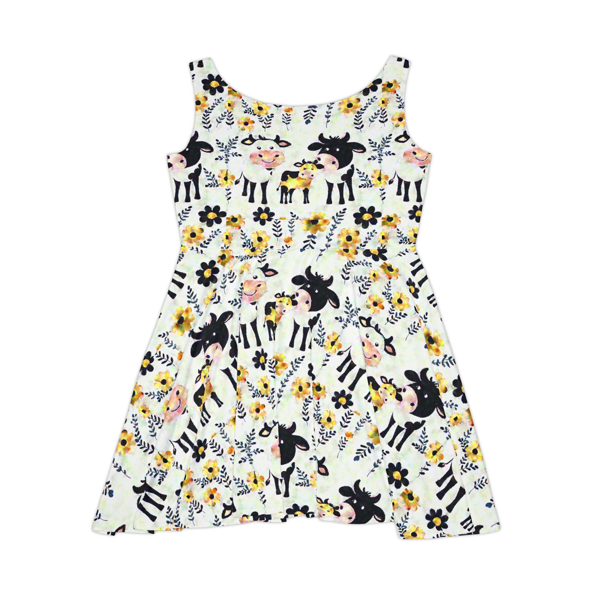 Cute Cow Family Farm Womens Sun Dress , Cow Print Dress, Farm Print ...