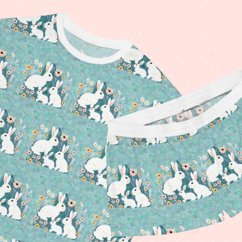 Pastel Blue Bunny Rabbit Artistic Design Women's Custom Design 2 Piece ...