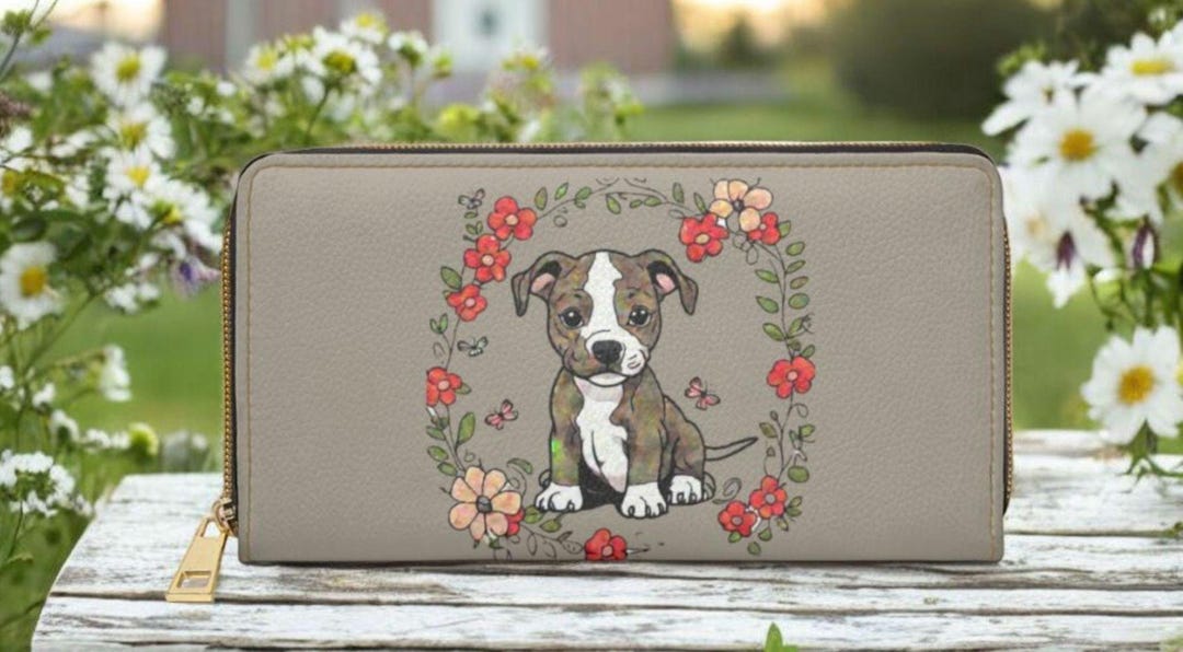 Zipper Wallet, Pitbull Pup Wallet, Puppy Zip Wallet, Dog Lover Wallet ...