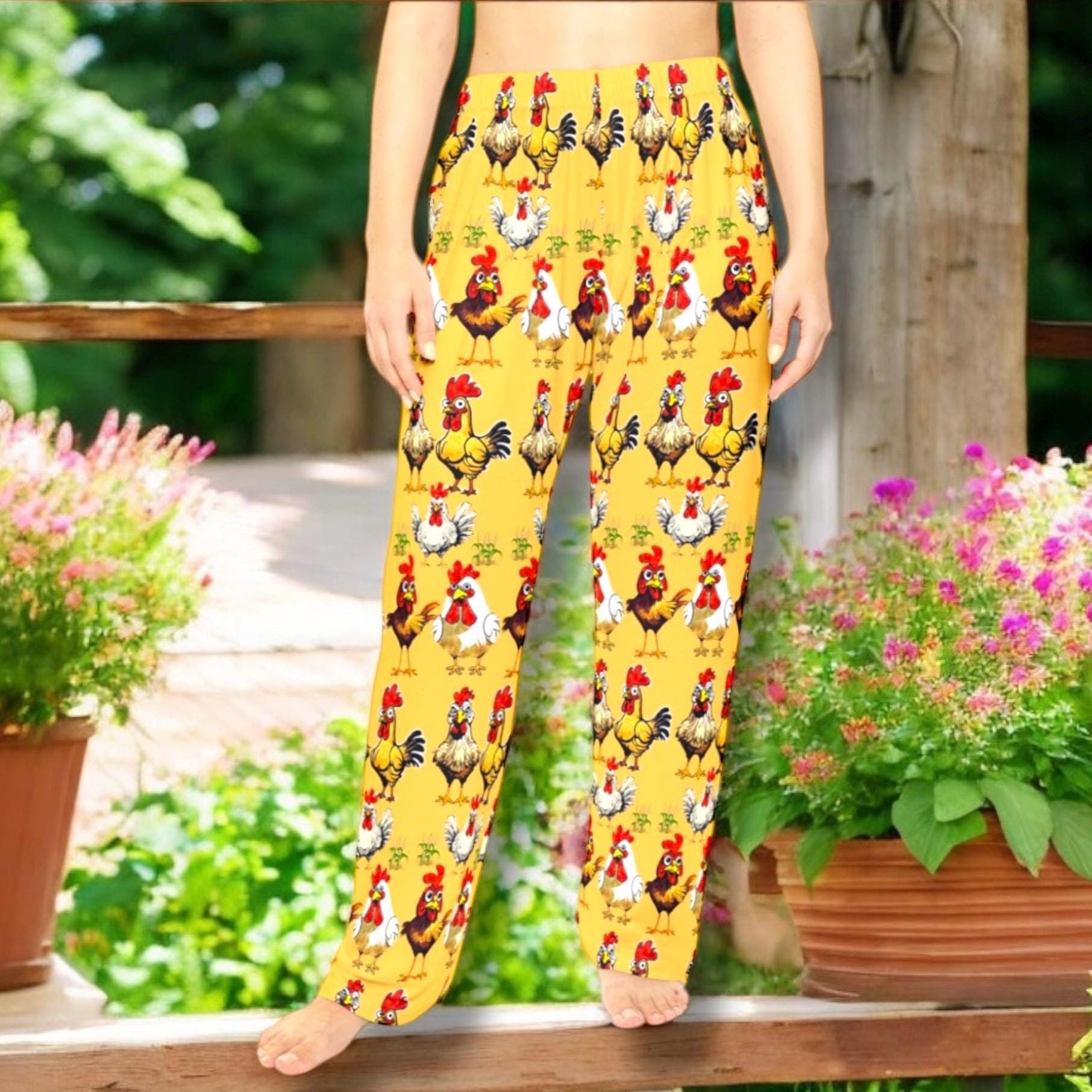 Funny Chicken Pajama Pants for Adults | Farm Animal Lounge Pants ...