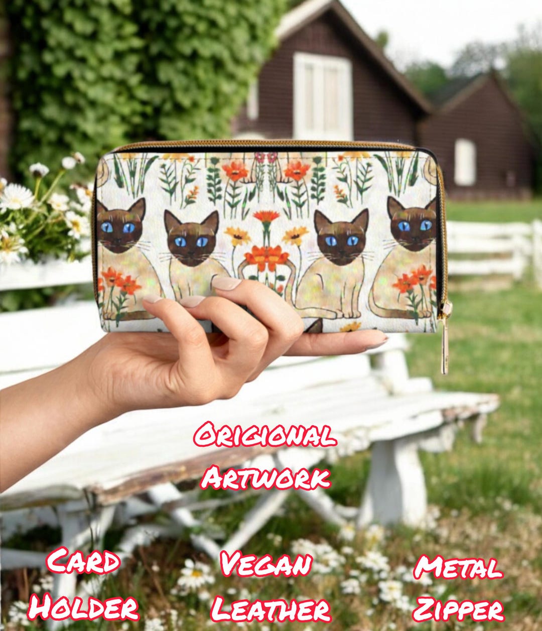 I Love Siamese Cats Original Artist Design Women's Vegan Leather ...