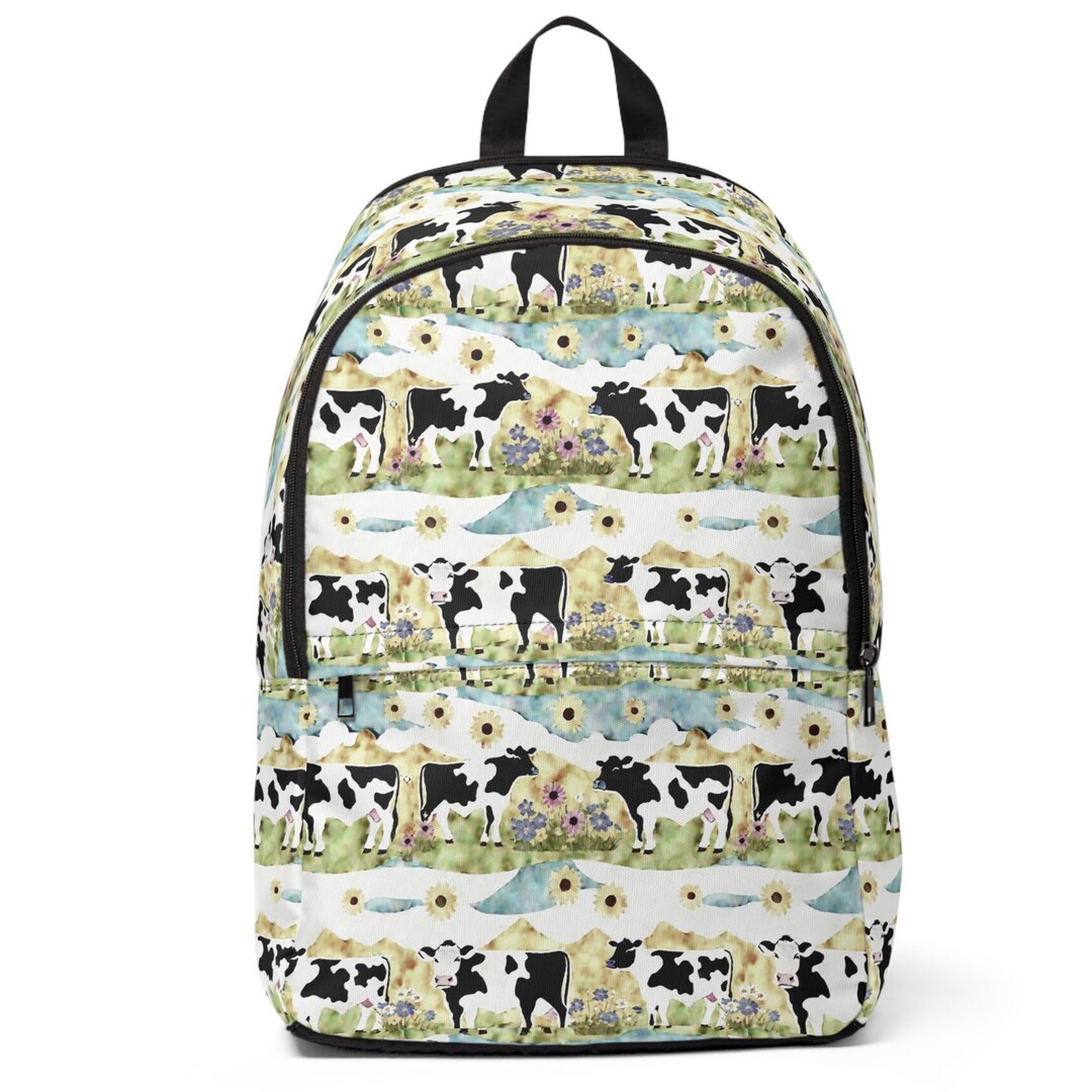 Pastel Country Dairy Cow Farm Unisex Fabric Backpack, Dairy Cow Farm ...
