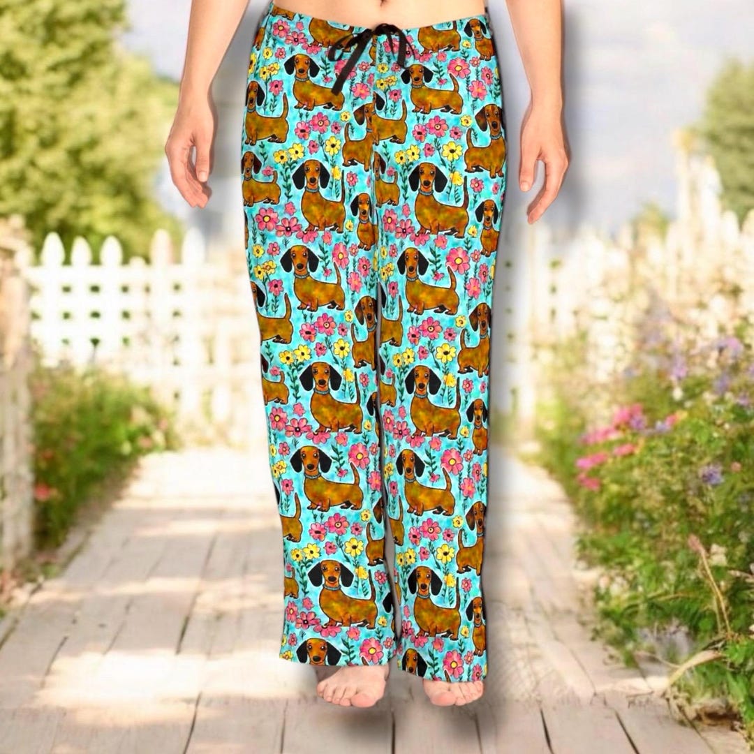 Dachshund Pajama Pants for Women, Sausage Dog Lounge Pants, Cute Wiener ...