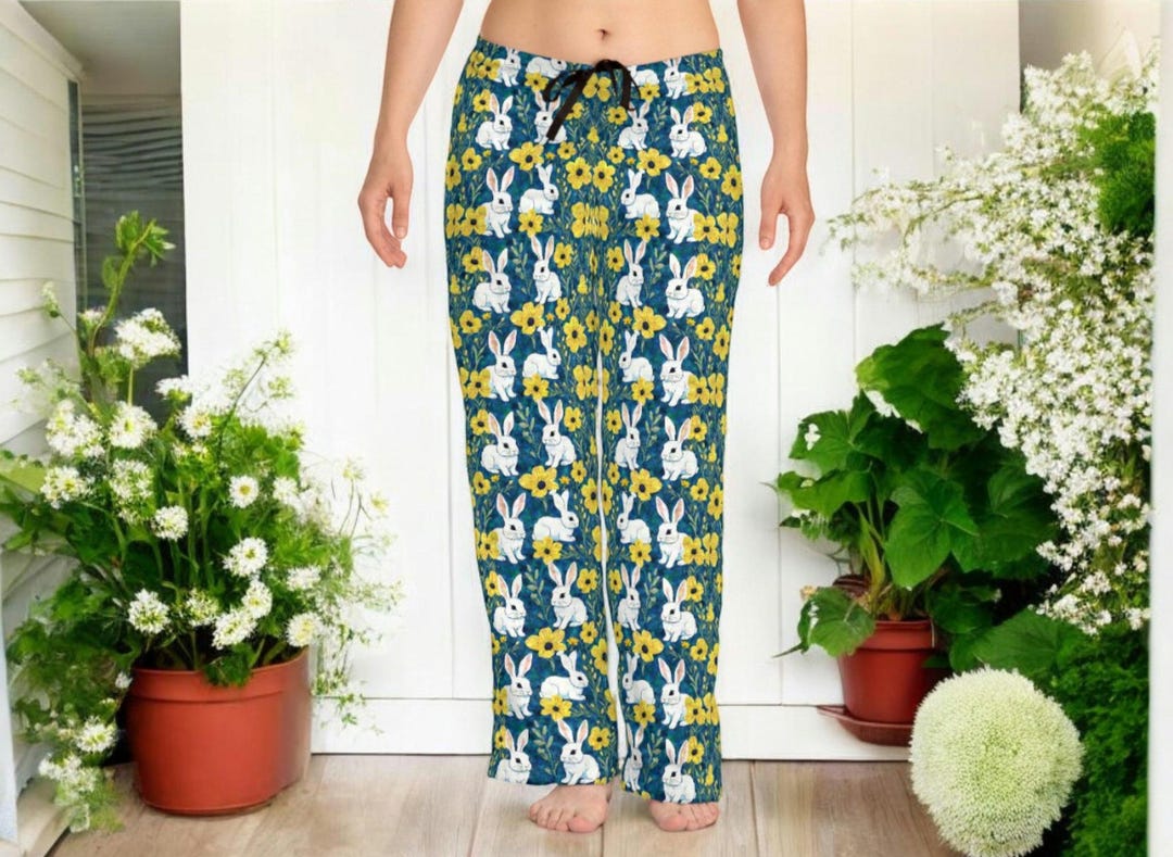 Bunny Fields Womens Pajama Pants, Family Matching Pajamas, Rabbit ...