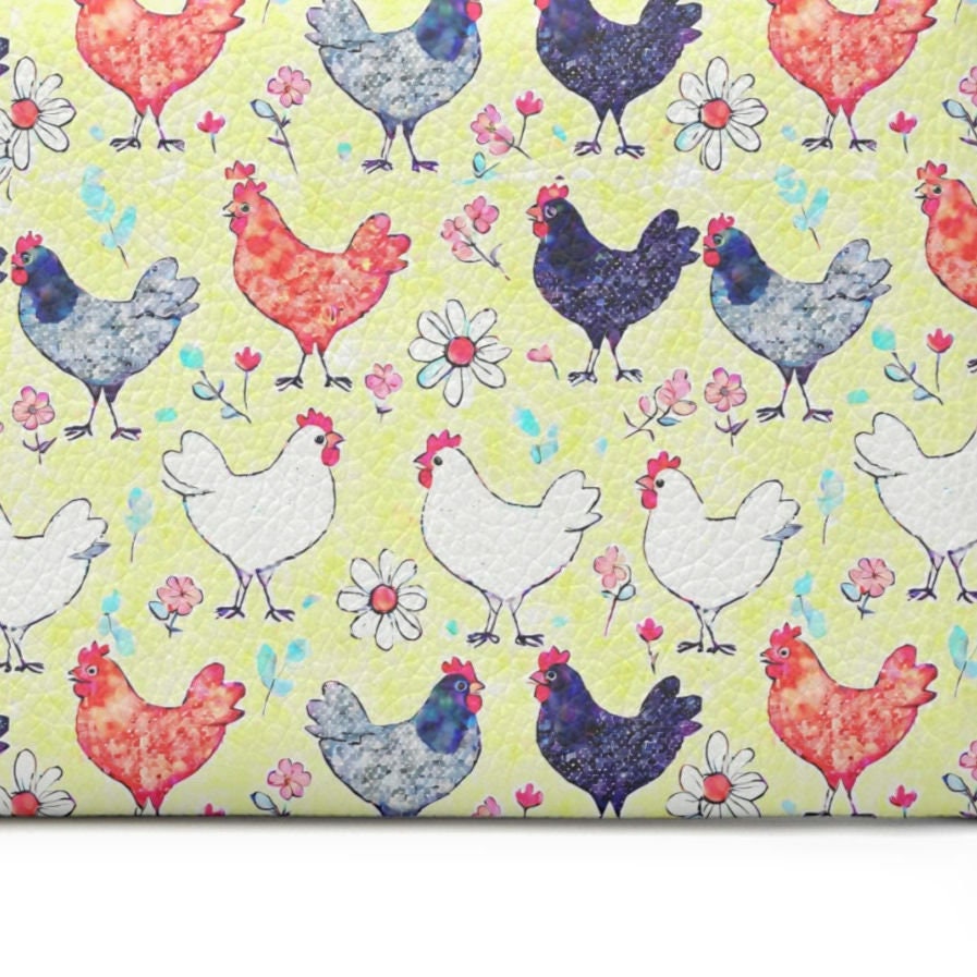 Classic Chicken Artistic Design Women's Vegan Leather Creulty Free Long ...
